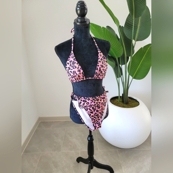 Boohoo | Swim | Boohoo Pink Leopard String Bikini | Poshmark